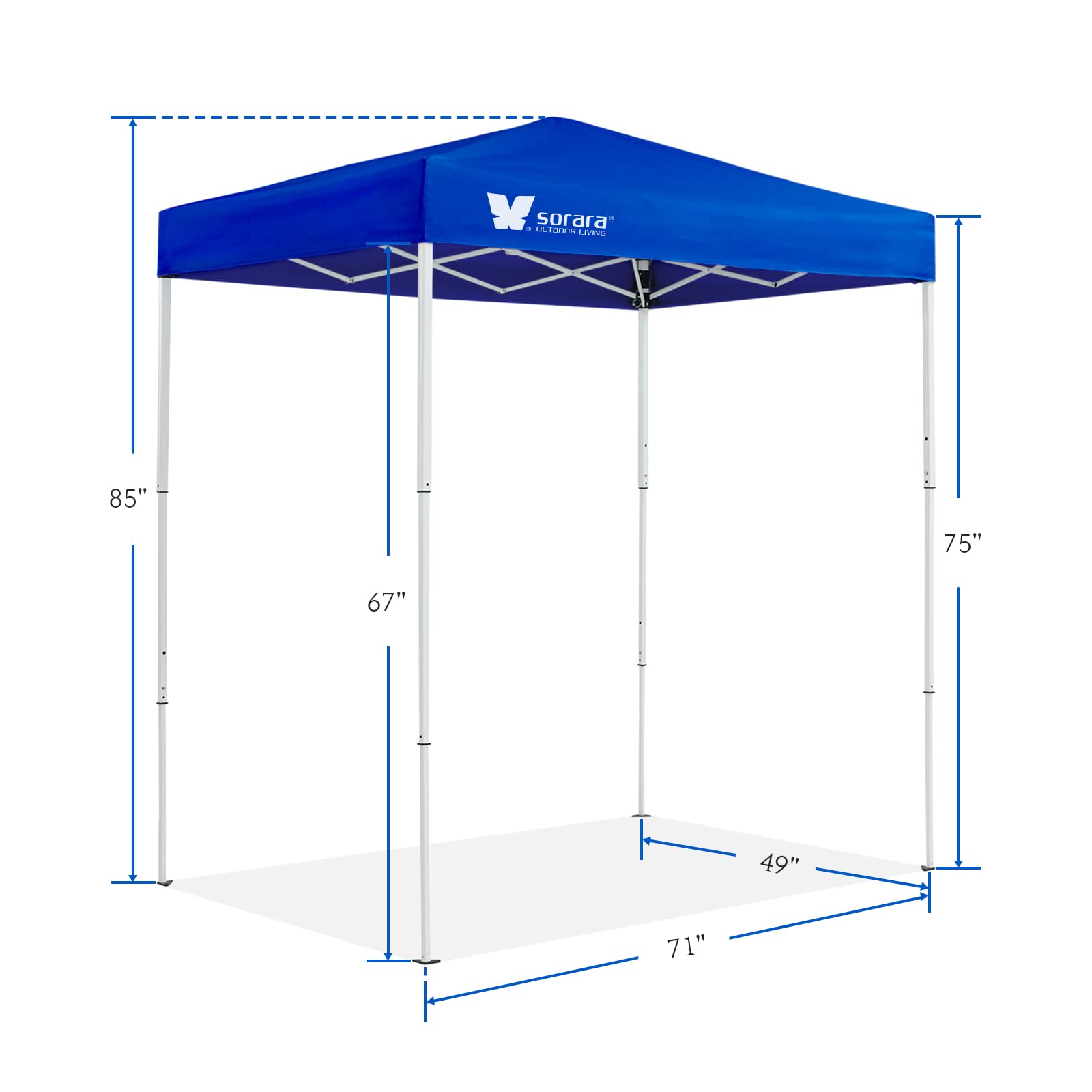 SORARA Abba Patio 6'x4' Pop Up Outdoor Portable Canopy Tent, Commercial Instant Shelter with Carry Bag, Tent Stakes, Blue Roof and White Frame, for Parties, Commercial Actives and Camping.