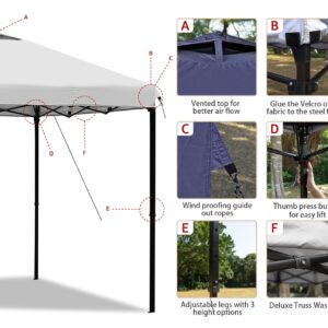 KAMPKEEPER 10x10 Pop Up Commercial Canopy Tent - Waterproof & Portable Outdoor Shade with Adjustable Legs, Air Vent, Carry Bag & Sandbags (WHITE)