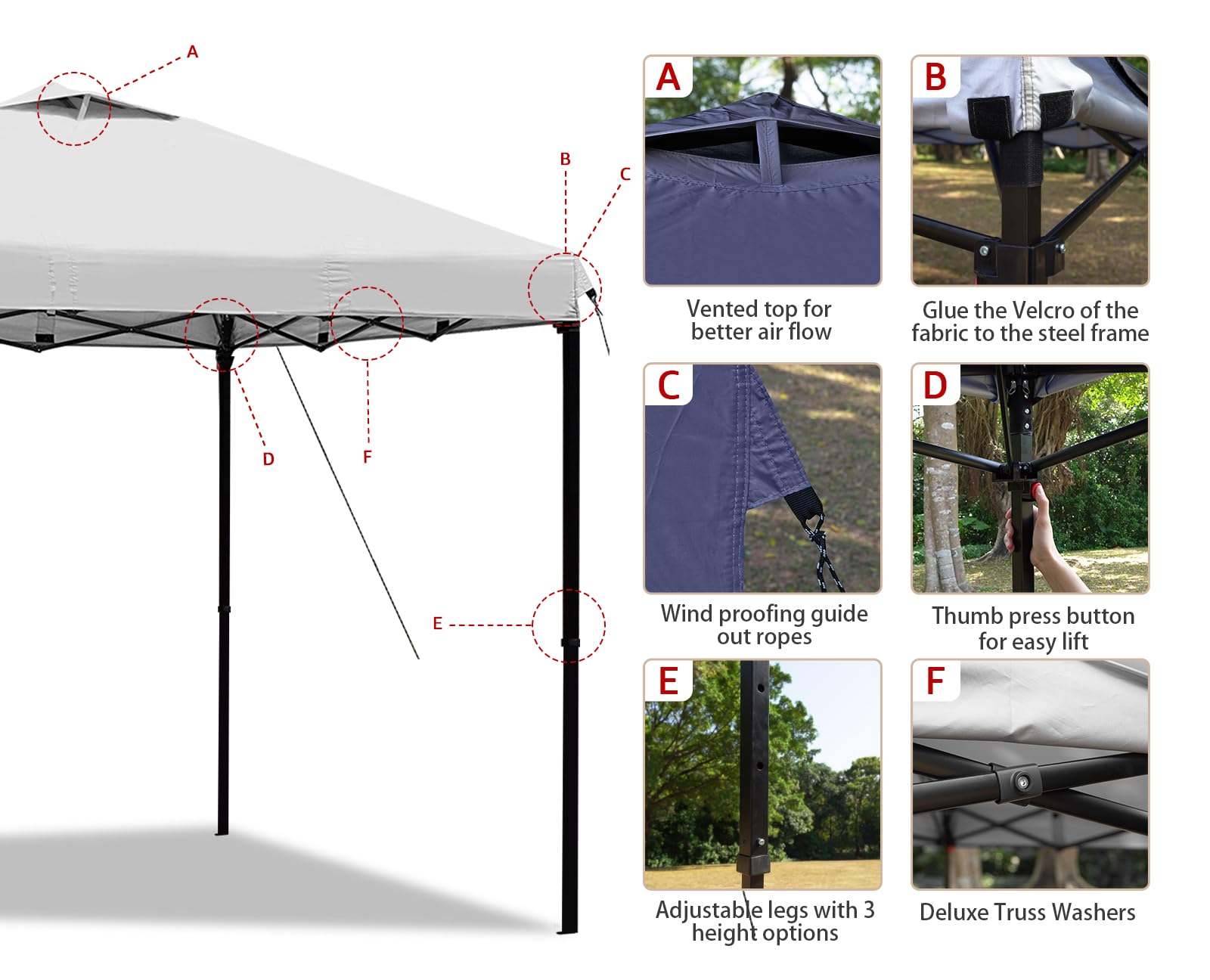 KAMPKEEPER 10x10 Pop Up Commercial Canopy Tent - Waterproof & Portable Outdoor Shade with Adjustable Legs, Air Vent, Carry Bag & Sandbags (WHITE)