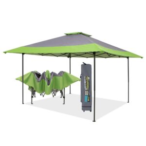 phi villa easy set-up 13x13 pop up canopy gazebo outdoor tent portable 169 sq.ft sun shade, green