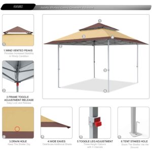 ABCCANOPY Easy Set-up 13x13 Canopy Tent 169 sq.ft Sun Shade Khaki