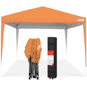 best choice products 10x10ft pop up canopy outdoor portable folding instant lightweight gazebo shade tent w/adjustable height, wind vent, carrying bag - orange