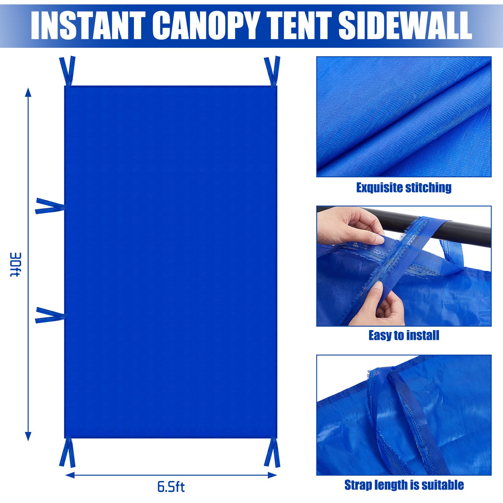 10x10 Canopy Replacement Top Cover, Canopy Top with Removable Side Walls, Waterproof Sunshade Top for Outdoor Garden Patio Picnic Camping (Brackets Not Included)(Blue)