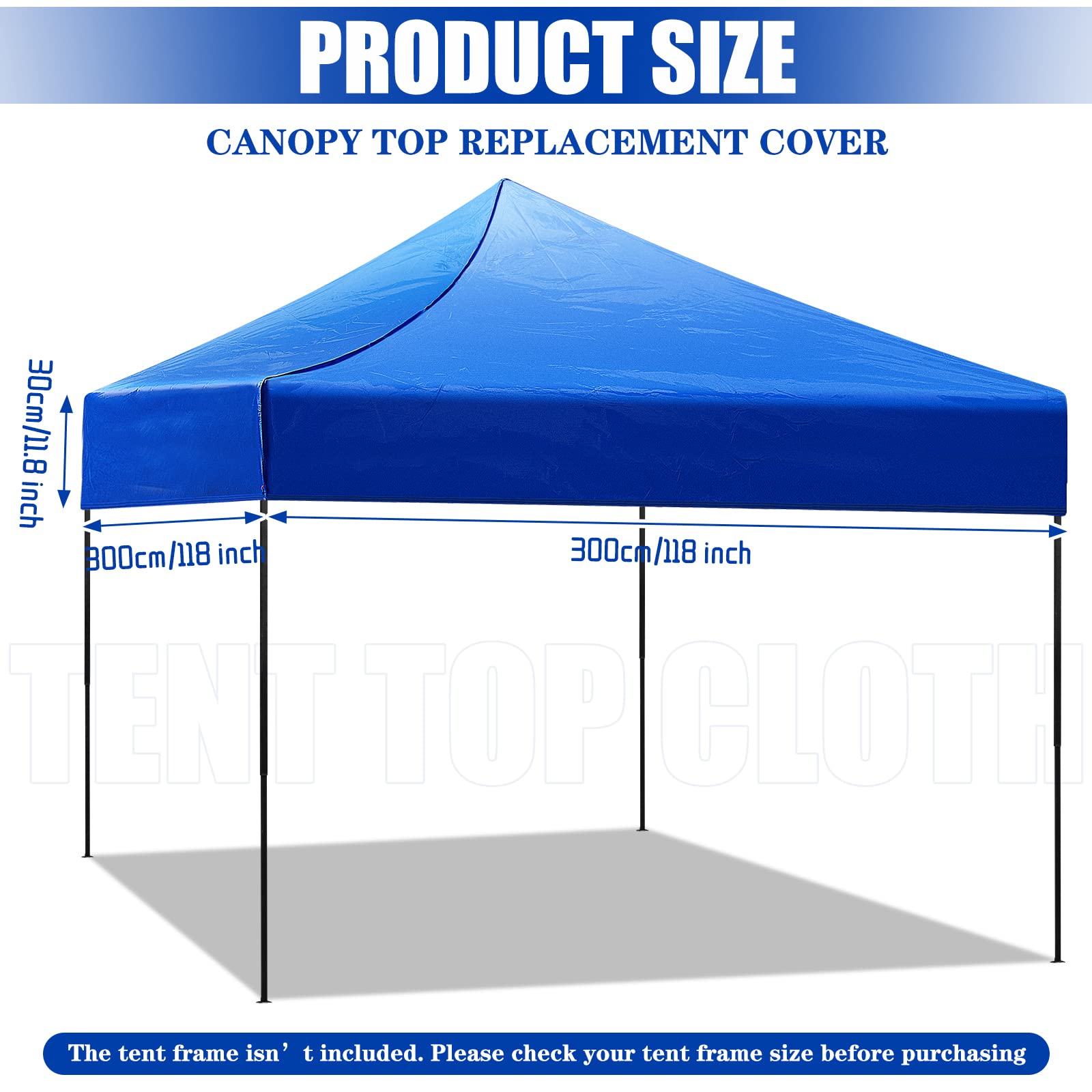 10x10 Canopy Replacement Top Cover, Canopy Top with Removable Side Walls, Waterproof Sunshade Top for Outdoor Garden Patio Picnic Camping (Brackets Not Included)(Blue)