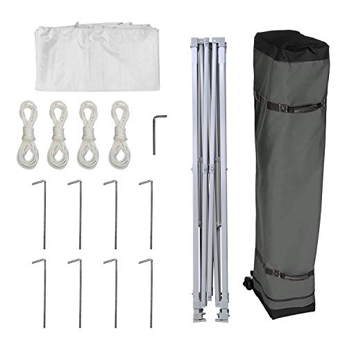 Amazon Basics Outdoor Pop Up Canopy with Wheeled Carry Bag, 10x10 ft, 8 Pegs and 4 Ropes, 4 Weighted Bags, White