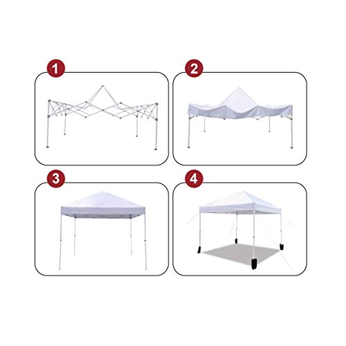 Amazon Basics Outdoor Pop Up Canopy with Wheeled Carry Bag, 10x10 ft, 8 Pegs and 4 Ropes, 4 Weighted Bags, White