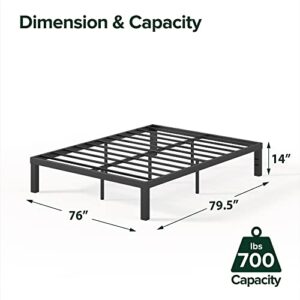 ZINUS Luis 14 Inch QuickLock Metal Platform Bed Frame / Mattress Foundation with Steel Slat Support / No Box Spring Needed / Easy Assembly, King