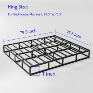 Aardhen 7 Inch Box Spring for King Bed,High Profile Strong Metal Frame Mattress Foundation, Quiet Noise-Free,Easy Assembly, 3000lbs Max Weight Capacity