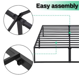 D&H FURNIMMT 14" High King Size Platform Bed Frame,No Box Spring Needed,Easy Assembly,Heavy Duty,King Bed Frame with Storage Underbed,Black