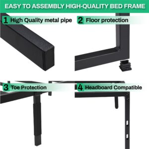 D&H FURNIMMT 14" High King Size Platform Bed Frame,No Box Spring Needed,Easy Assembly,Heavy Duty,King Bed Frame with Storage Underbed,Black