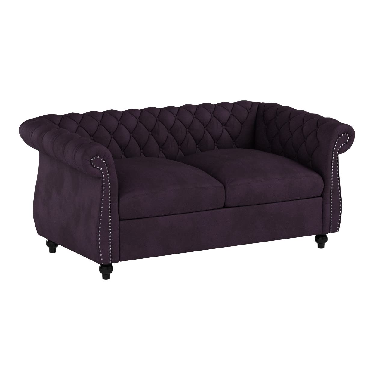 Christopher Knight Home Karen Traditional Chesterfield Loveseat Sofa, BlackBerry and Dark Brown, 61.75 x 33.75 x 27.75