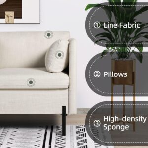 LINLUX 3 Piece Living Room Sectional Sofa Set, Modern Upholstered Loveseat Sofa Couch w/Pillows, Fabric Furniture Set for Living Room, Bedroom, Apartment, Dorm, Office, Cream Beige