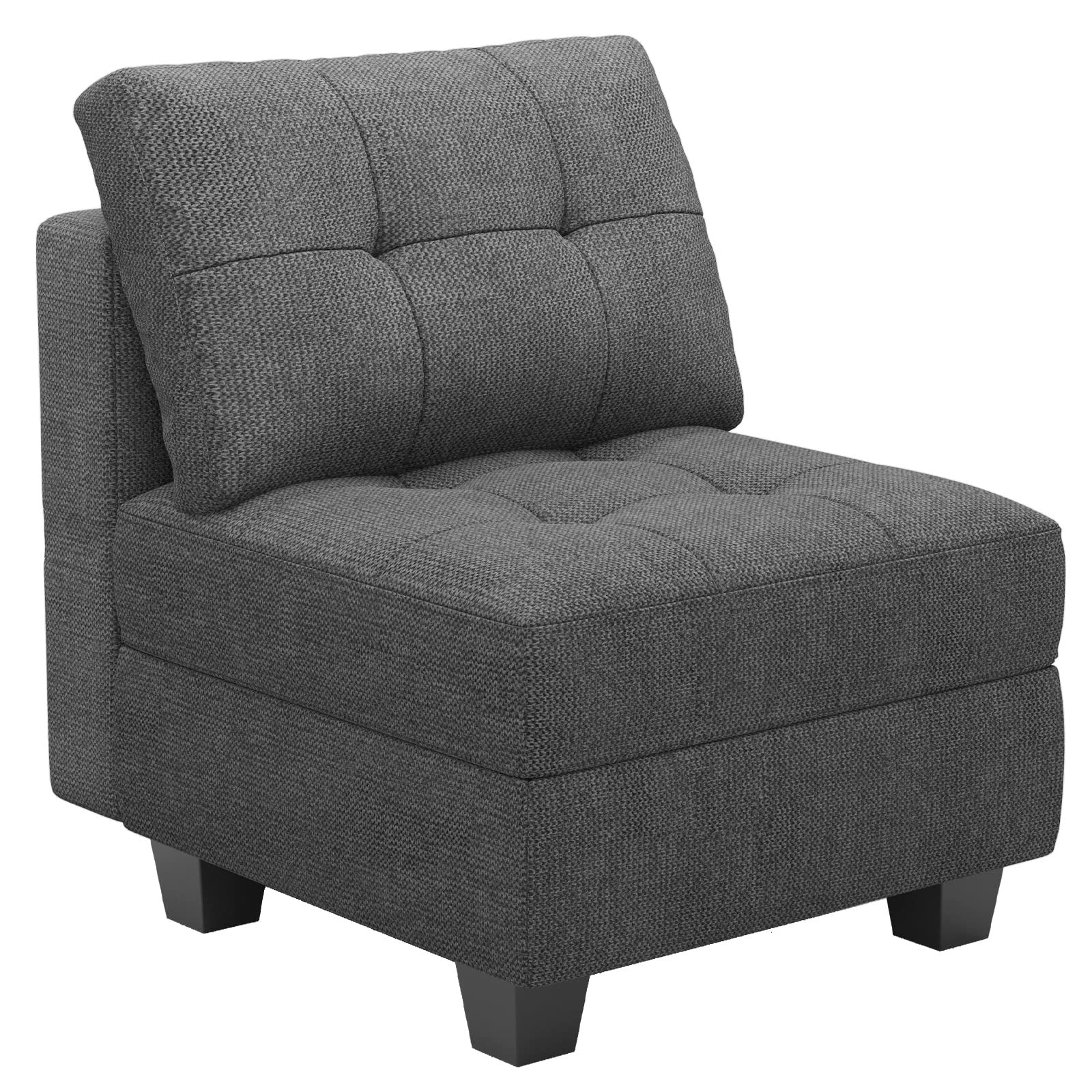 Belffin Middle Module Seat for Modular Sofa Sectional Couch with Storage Accent Armless Sofa Chair Modern Fabric Dark Grey