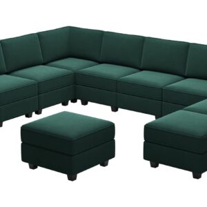 Belffin Modular Sectional Sofa with Ottomans Velvet Oversized U Shaped Sofa Couch with Storage Seats Sofa Set with Reversible Chaise Velvet Green…