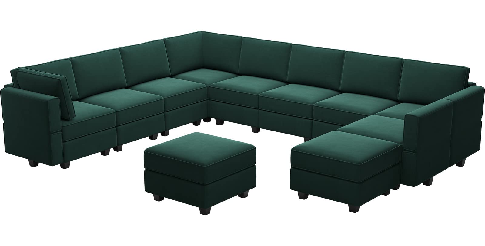 Belffin Modular Sectional Sofa with Ottomans Velvet Oversized U Shaped Sofa Couch with Storage Seats Sofa Set with Reversible Chaise Velvet Green…