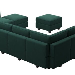 Belffin Modular Sectional Sofa with Ottomans Velvet Oversized U Shaped Sofa Couch with Storage Seats Sofa Set with Reversible Chaise Velvet Green…