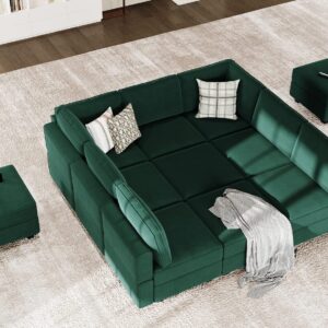 Belffin Modular Sectional Sofa with Ottomans Velvet Oversized U Shaped Sofa Couch with Storage Seats Sofa Set with Reversible Chaise Velvet Green…