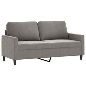 vidaxl stylish 2-seater sofa in light gray - comfortable velvet upholstery with durable metal and plywood frame - 55.1" seat width