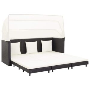 famirosa extendable 3-seater sofa bed with roof poly rattan black