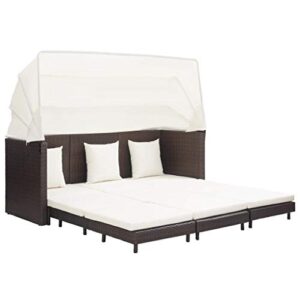 famirosa extendable 3-seater sofa bed with roof poly rattan brown