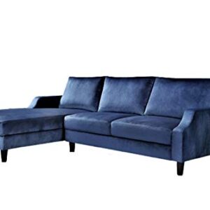 US Pride Furniture AS0156-L L-Shape Sofa with Wide Chaise Lounge, Dark Blue