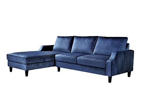 US Pride Furniture AS0156-L L-Shape Sofa with Wide Chaise Lounge, Dark Blue