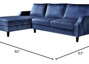 US Pride Furniture AS0156-L L-Shape Sofa with Wide Chaise Lounge, Dark Blue