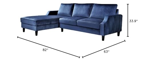 US Pride Furniture AS0156-L L-Shape Sofa with Wide Chaise Lounge, Dark Blue