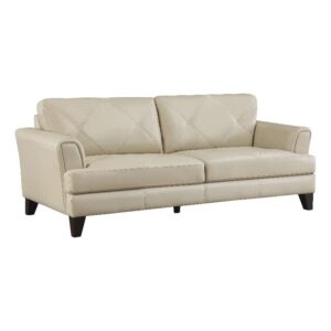 lexicon thierry 19" modern plywood and leather sofa in cream finish