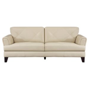 Lexicon Thierry 19" Modern Plywood and Leather Sofa in Cream Finish