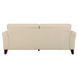 Lexicon Thierry 19" Modern Plywood and Leather Sofa in Cream Finish