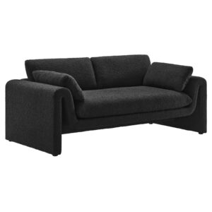 modway waverly boucle fabric sofa in black-unique wavy design