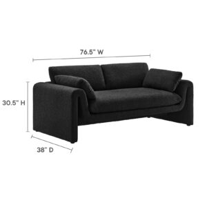 Modway Waverly Boucle Fabric Sofa in Black-Unique Wavy Design