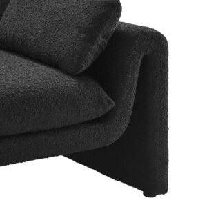 Modway Waverly Boucle Fabric Sofa in Black-Unique Wavy Design