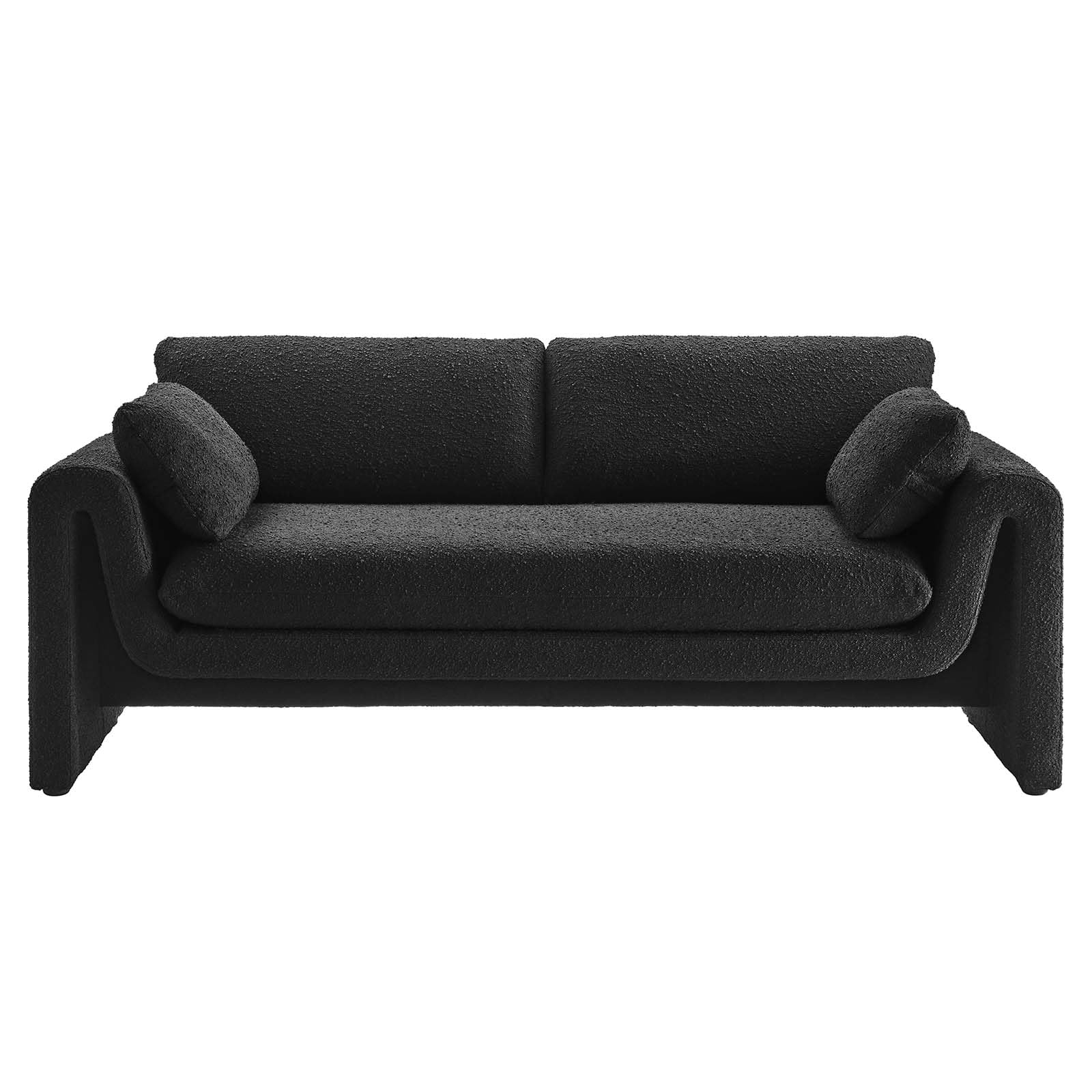 Modway Waverly Boucle Fabric Sofa in Black-Unique Wavy Design