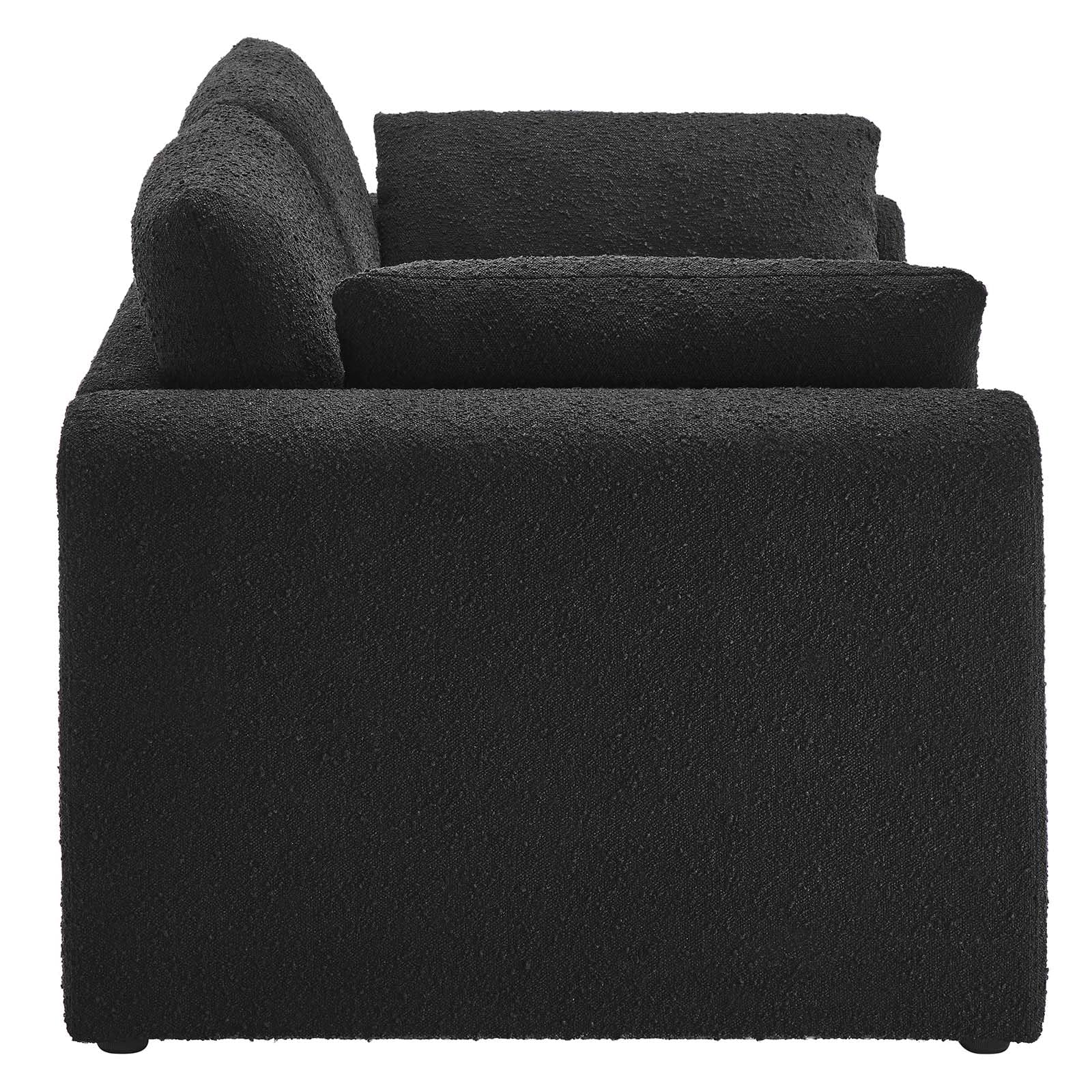 Modway Waverly Boucle Fabric Sofa in Black-Unique Wavy Design