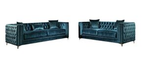 ice armor 2pc living room set loveseat in dark teal velvet sofas