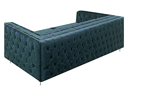 ICE ARMOR 2Pc Living Room Set Loveseat in Dark Teal Velvet Sofas