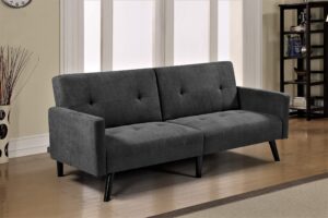 us pride furniture velvet square arm sofa bed sofabed, dark grey