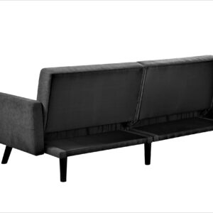 US Pride Furniture Velvet Square Arm Sofa Bed Sofabed, Dark Grey