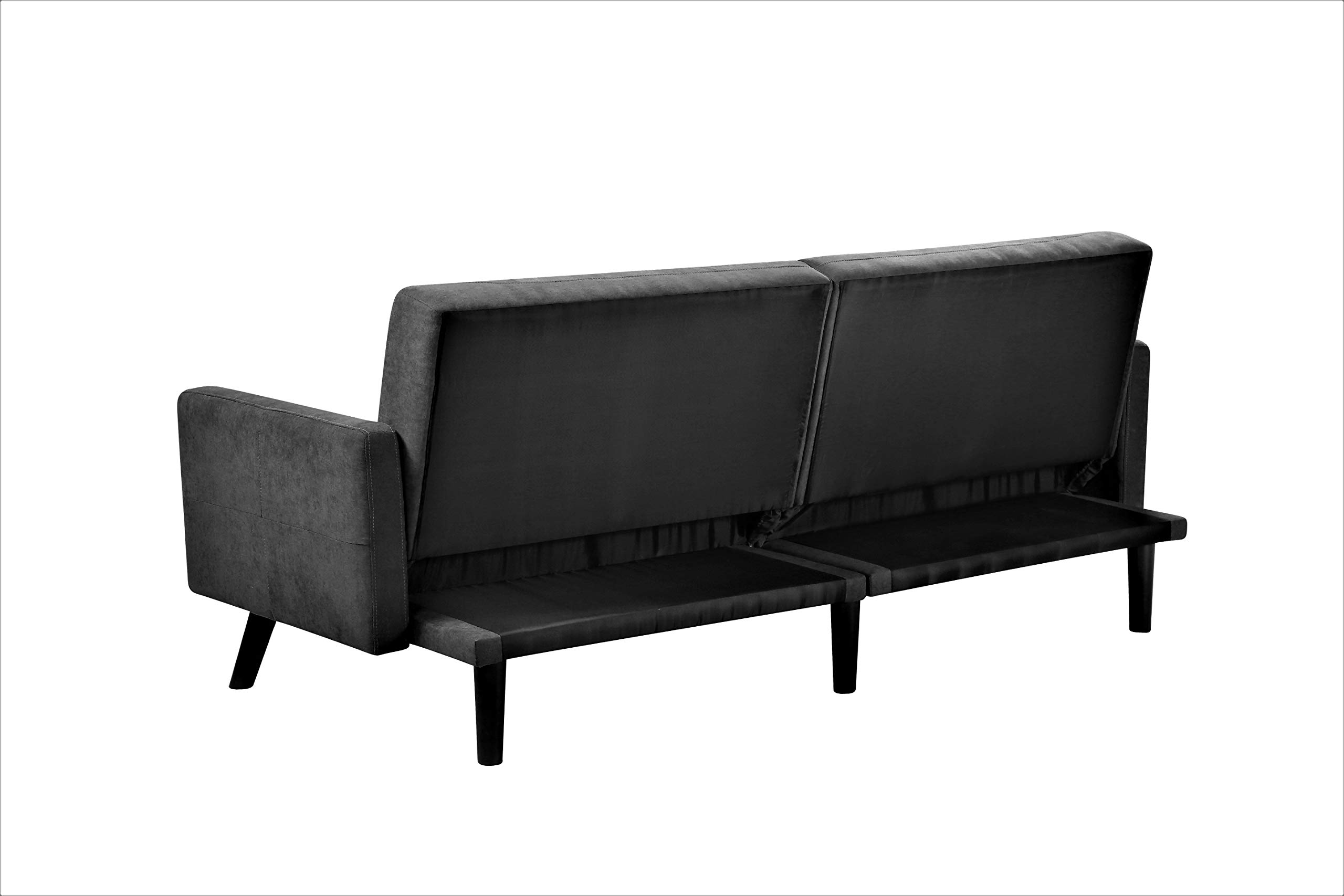 US Pride Furniture Velvet Square Arm Sofa Bed Sofabed, Dark Grey