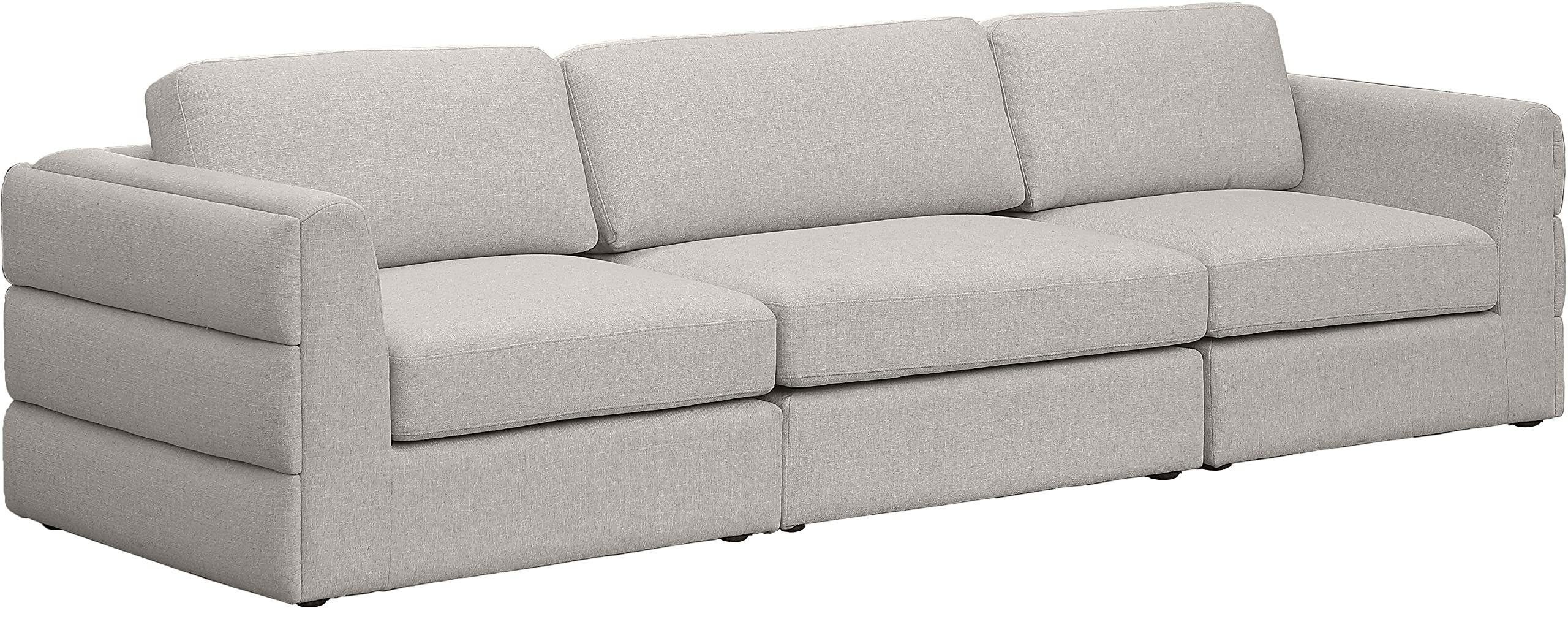 Meridian Furniture Beckham Collection Modern | Contemporary Linen Textured Polyester Modular Sofa, 114" Wide, Beige