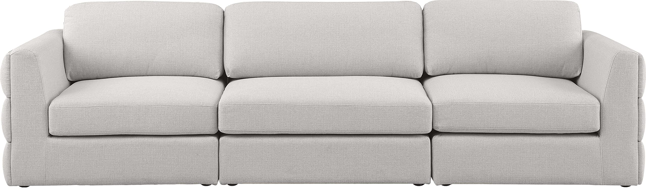 Meridian Furniture Beckham Collection Modern | Contemporary Linen Textured Polyester Modular Sofa, 114" Wide, Beige