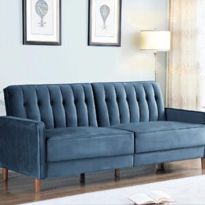 US Pride Furniture Square Arm Sofa Bed Sofabed, Teal Blue