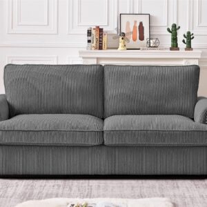 Container Furniture Direct Reversible Sleeper Sofa with Memory Foam Mattress, Comfortable and Durable Full Size Bed Couch for Living Rooms, Upholstered with Corduroy Fabric, 70" Wide, Grey