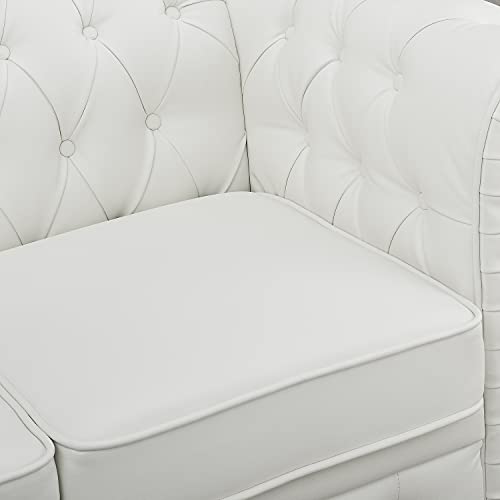 Chesterfield Sofa Set Sofa Loveseat Living Room Chair Juegos Modern Leather Couch Sofa Chair for Bedroom Chesterfield Tufted Leather Sofa Chair for Living Room Loive Seats Furniture Set - White