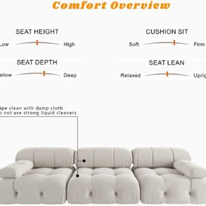 BOKIFOL Sectional Sofa, 104'' Modular Sectional Couch Modern Velvet Sofa 3-Seater Couch for Living Room, Apartment(Beige