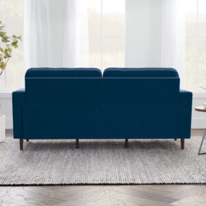 Edenbrook Lynnwood Upholstered Sofa - Couch for Living Room Office or Bedroom - Mid-Century Modern Design Furniture - Buttonless Tufting - Simple Assembly - Includes Bolster Pillows - Navy Velvet