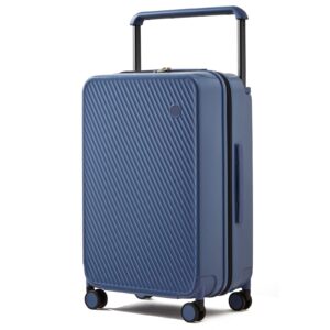 mixi carry on luggage airline approved 20'' lightweight luggage wide handle pc hardshell suitcases with spinner wheels & tsa lock, sapphire blue