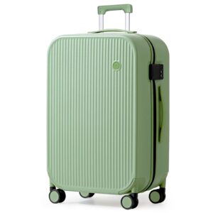 mixi Hardside PC Suitcase 26 Inch Checked Luggage Spinner Wheels TSA with Cover, Avocado Green